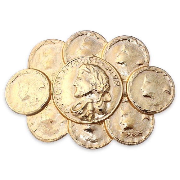 Accessories | Vintage Roman Coin Belt Buckle Large Gold Tone Grecoroman ...